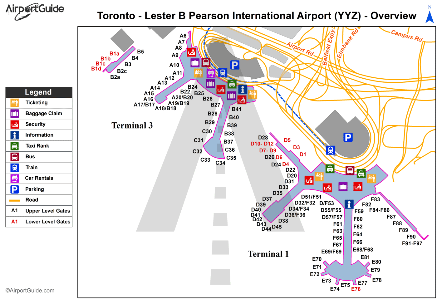 Toronto Lester B Pearson International YYZ Airport Terminal Maps Toronto Lester B Pearson International YYZ Airport Terminal Maps